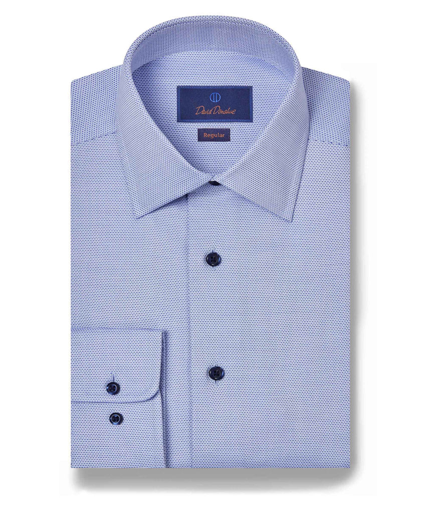 RBSP10004423 | Blue Micro Dobby Dress Shirt - David Donahue